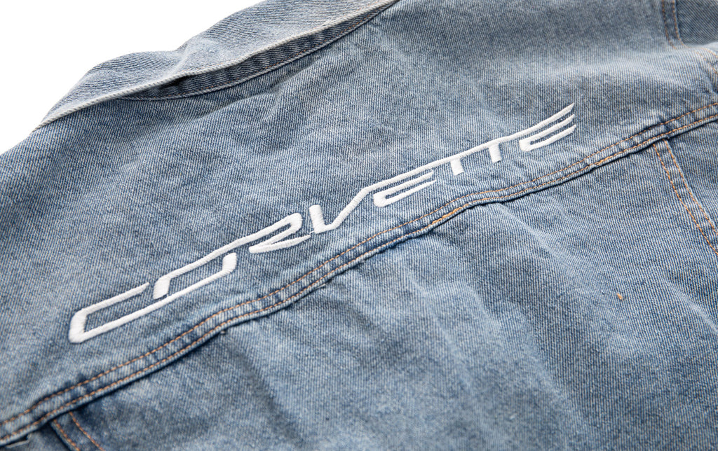 CORVETTE JEAN JACKET C7 EMBLEM FRONT AND LETTERS ON BACK (LIMITED STOC ...